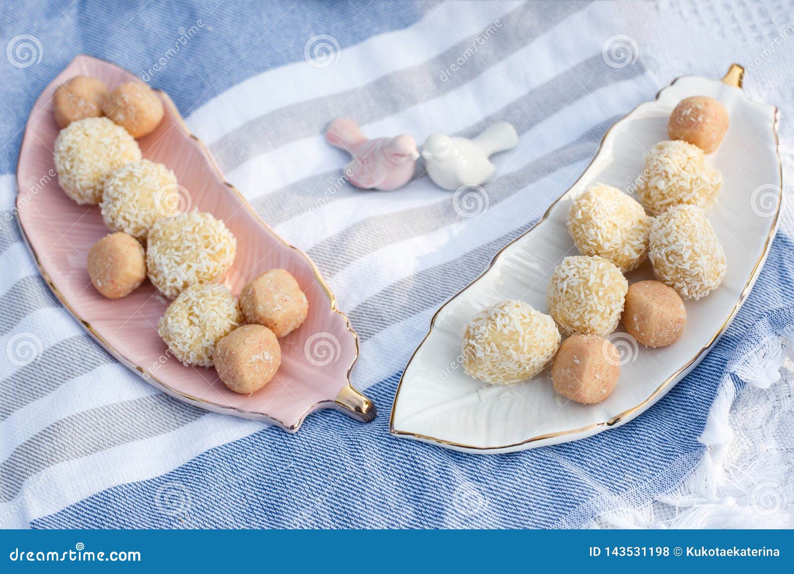 Sugar Free Hand Made Sweets Layout on Plates Stock Photo - Image of ...