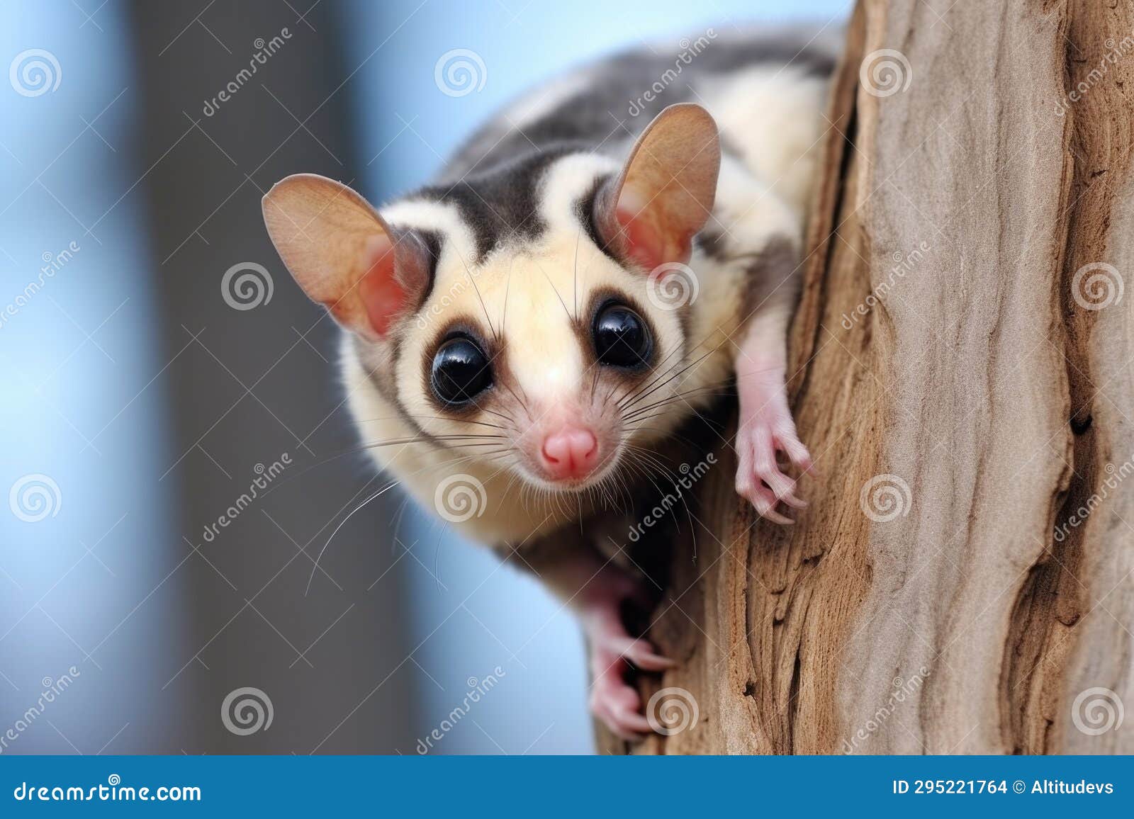 Sugar Glider Clinging To a Tree Trunk Stock Photo - Image of generative ...