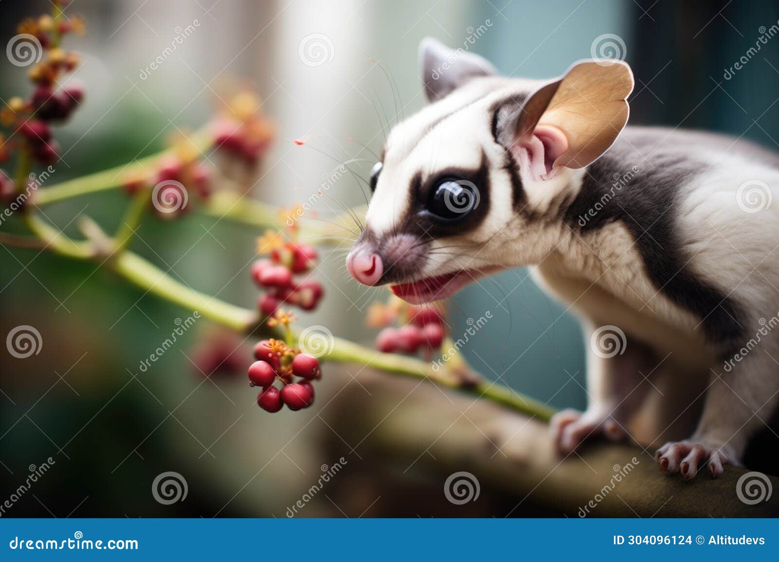 Sugar Glider in a Garden Exploring Nectar Sources Stock Illustration ...