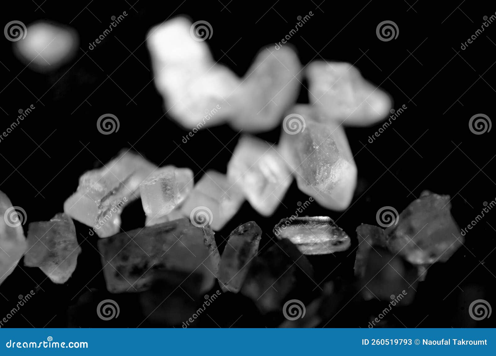 Sugar Grains Like Crystals on Black Background Closeup Stock Image ...
