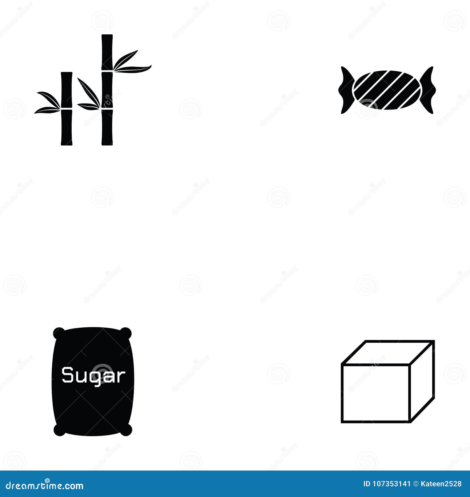 Sugar icon set stock vector. Illustration of shape, symbol - 107353141