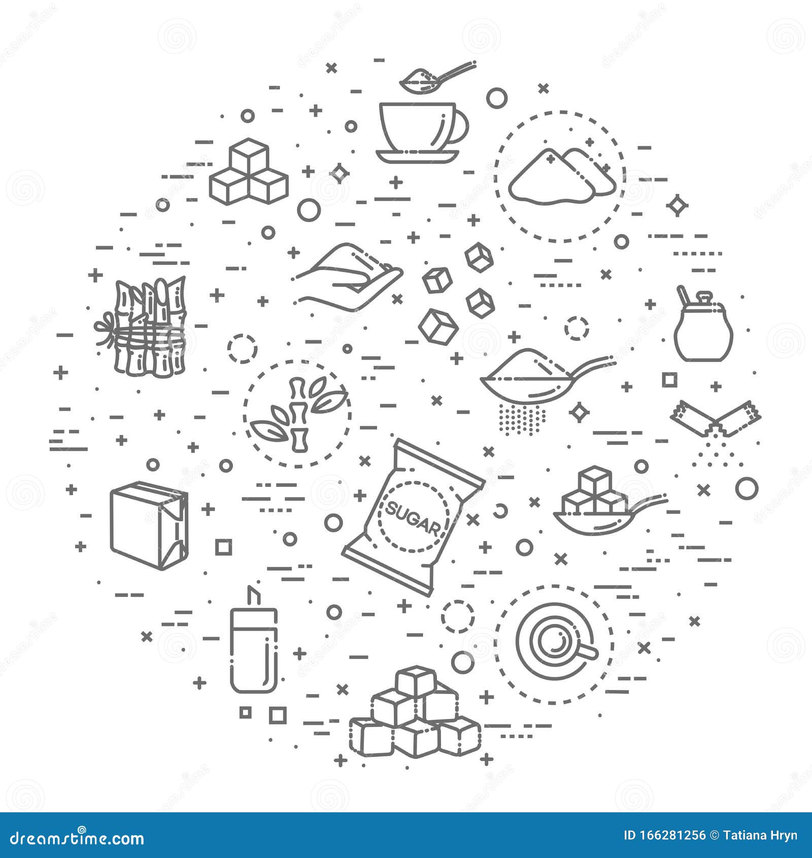 Sugar Icon Set in Thin Line Style Stock Vector - Illustration of ...