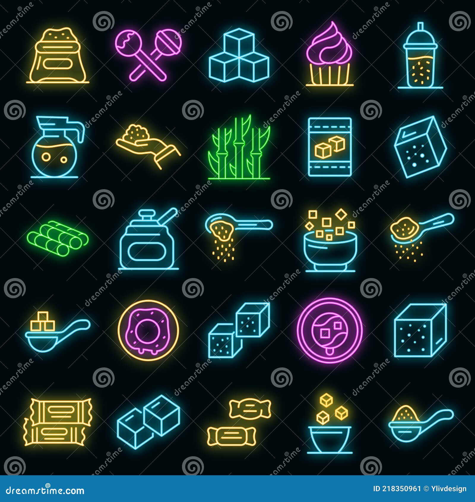 Sugar Icons. Sweeteners, Sugar Canes Packages Bags Cubes And Heap ...