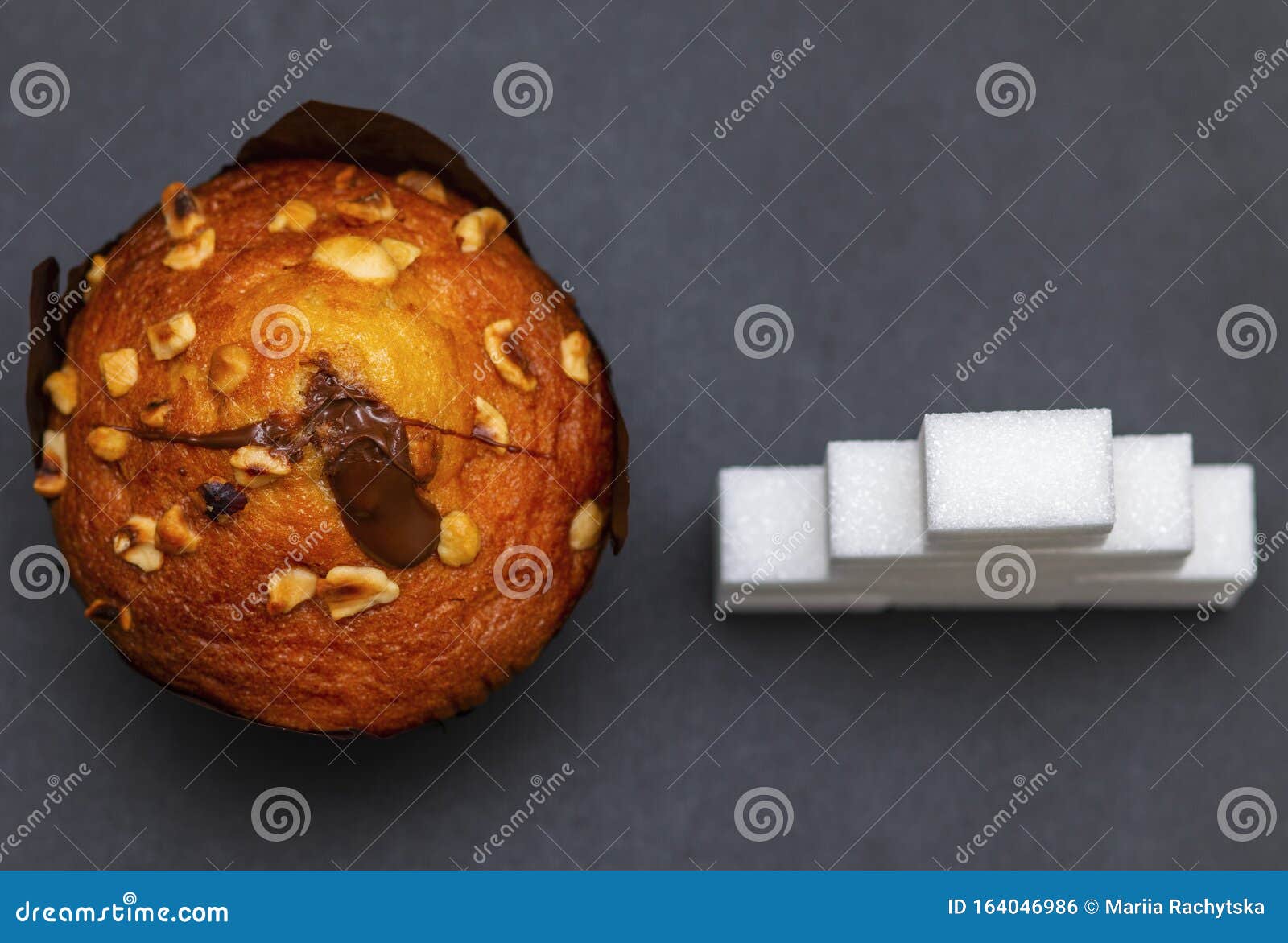 Sugar Level Next To the Cupcake, Cubes Sugar Stacked on Top of Each ...