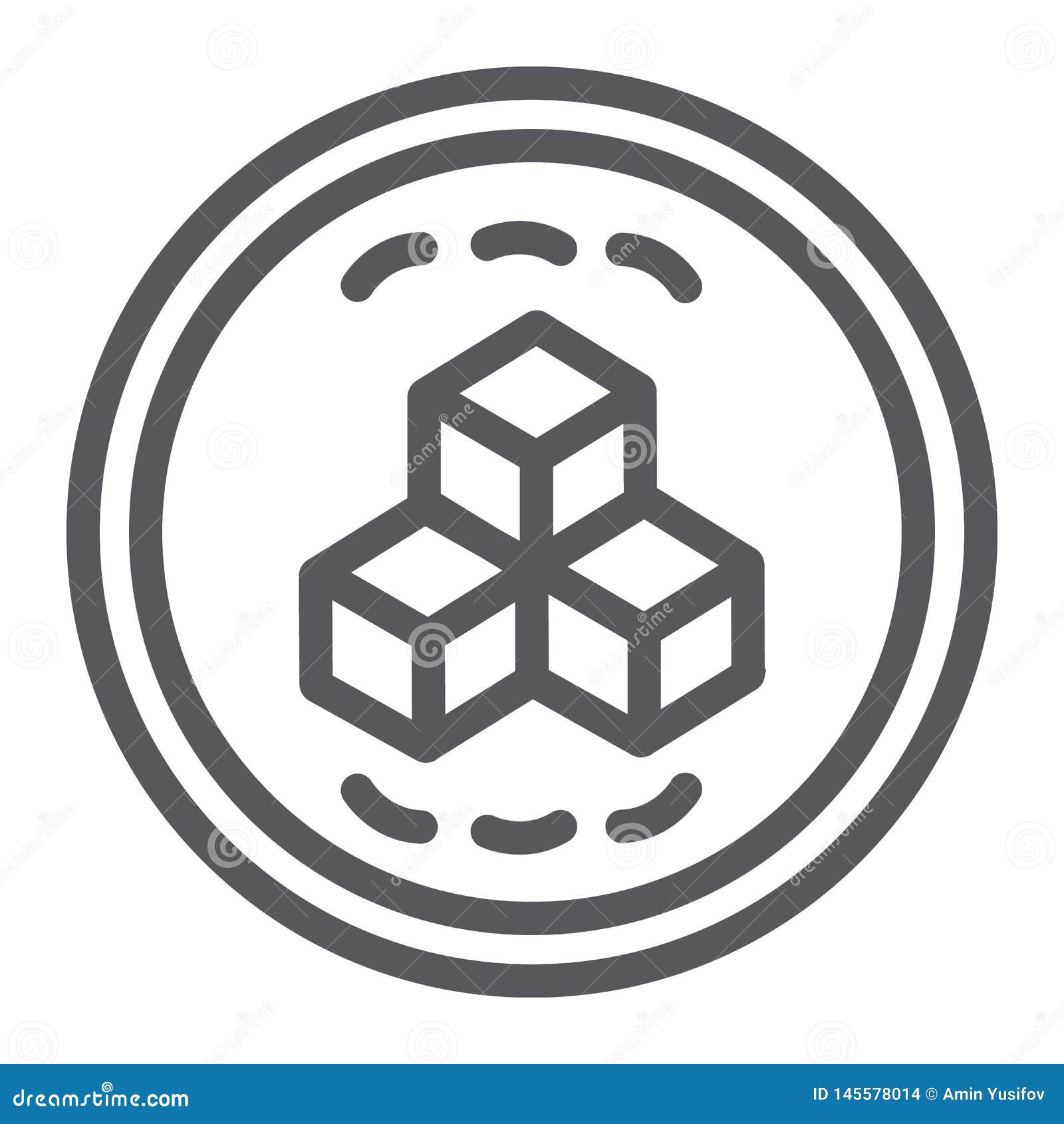 Sugar Line Icon, Food and Sweet, Sugar Cubes Sign, Vector Graphics, a ...