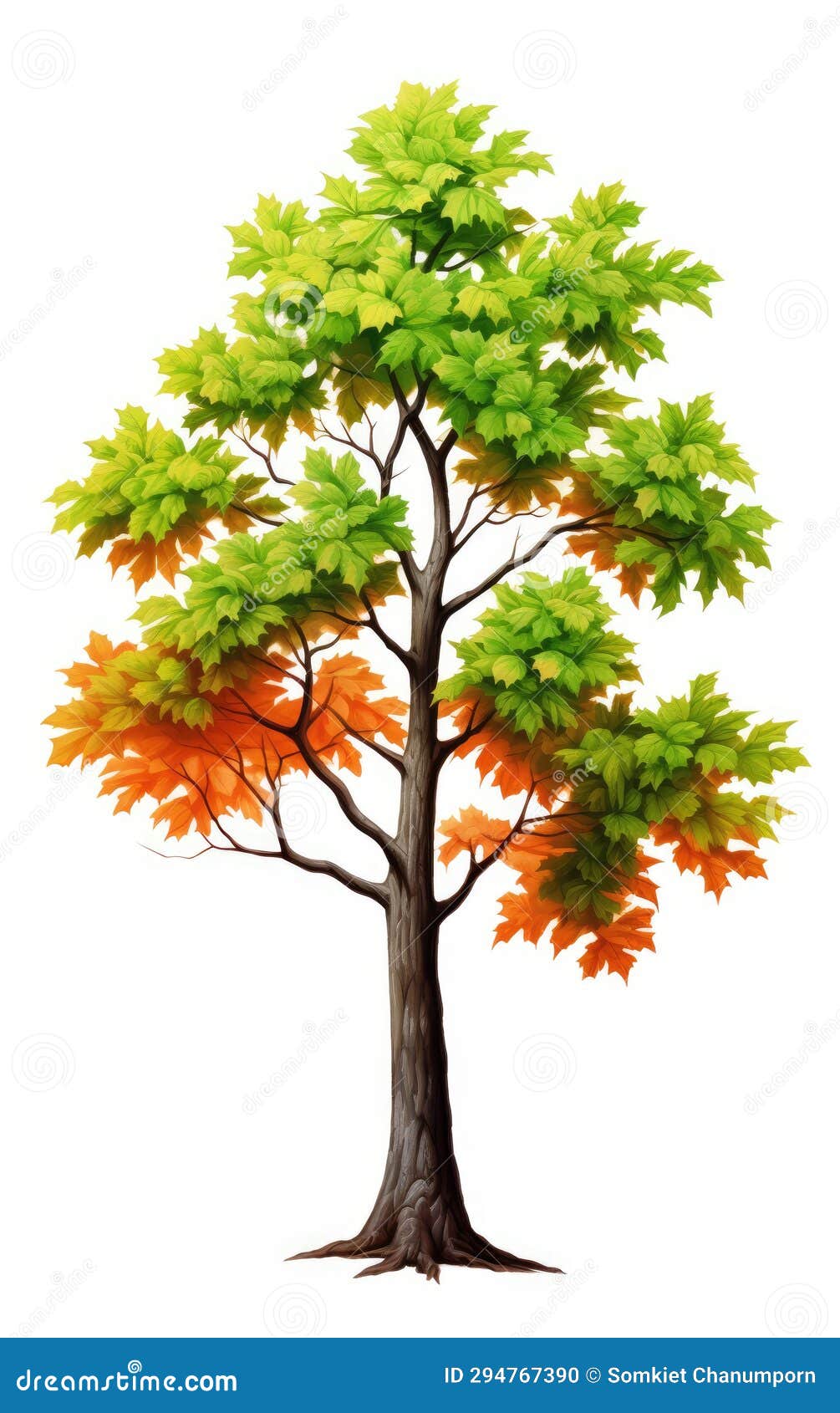 Sugar Maple Tree Japanese in the Fall Isolated on White Background ...