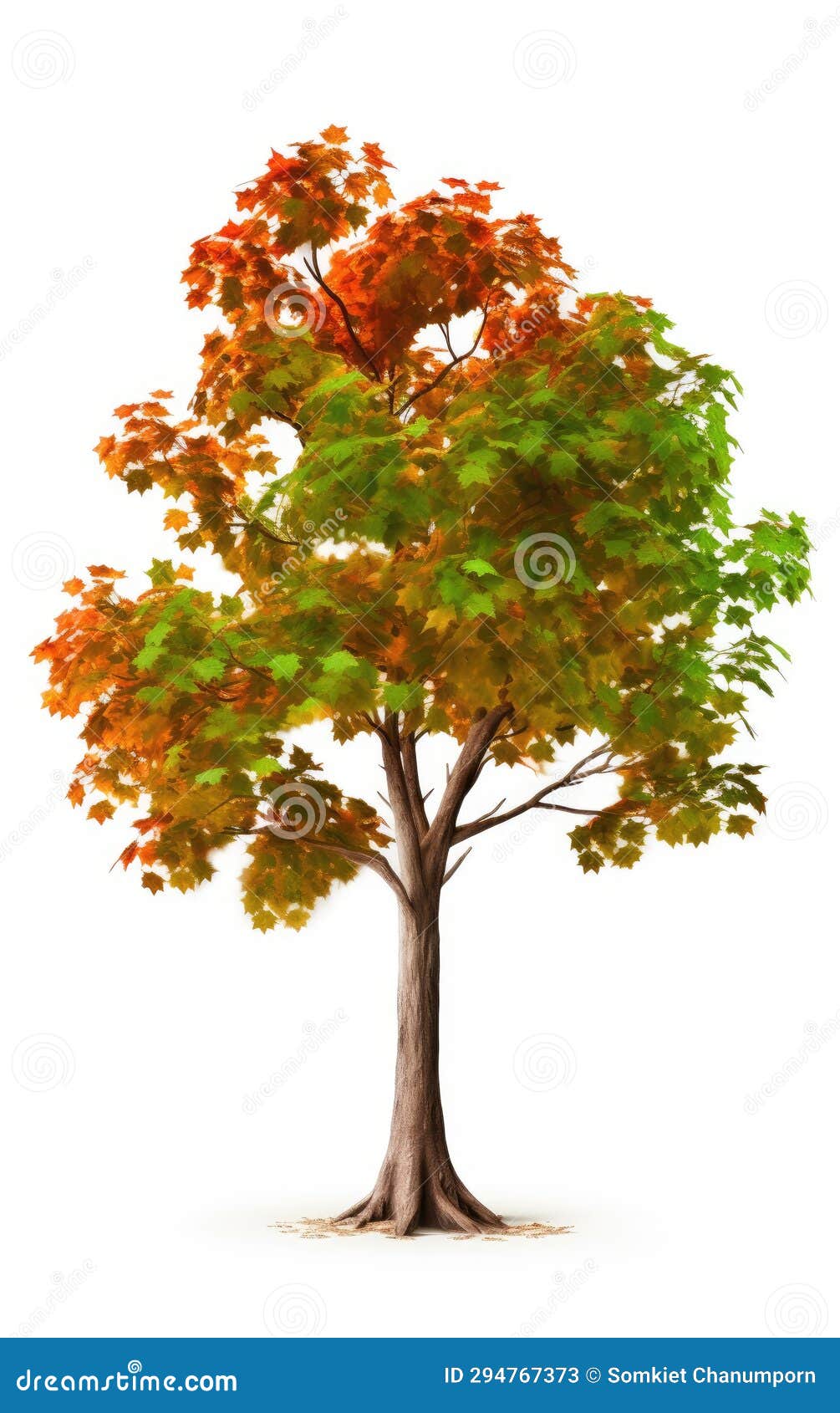 Sugar Maple Tree Japanese in the Fall Isolated on White Background ...