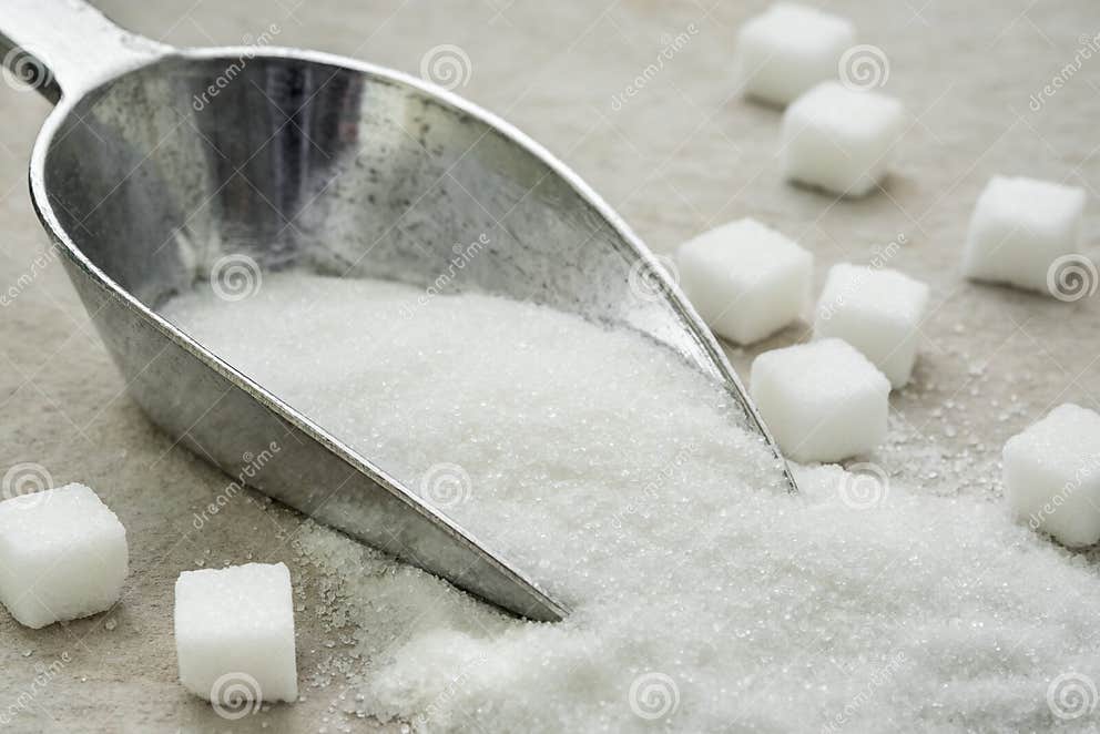 Sugar on metal scoop stock image. Image of food, closeup - 57361655