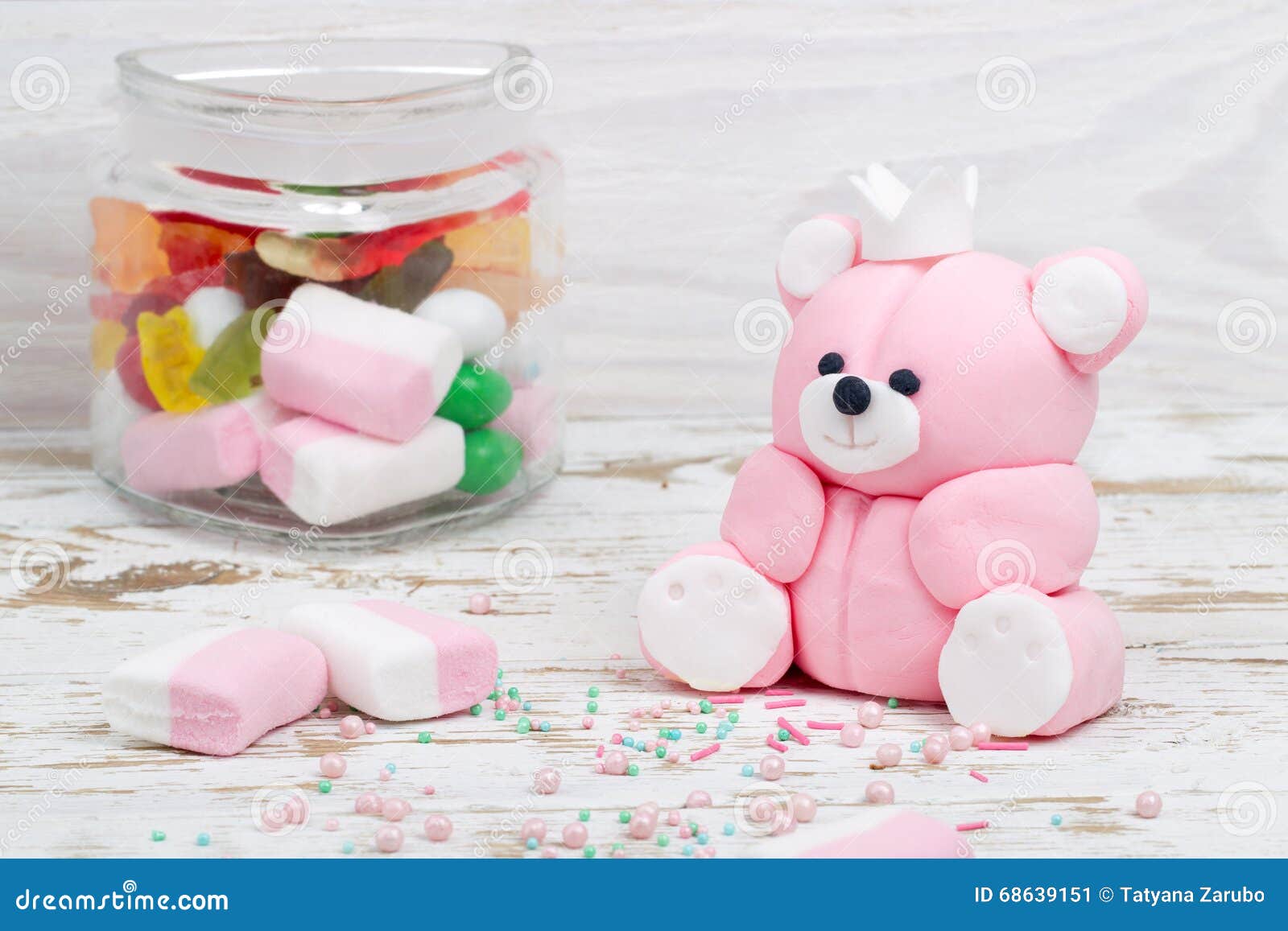 Sugar Pink Bear Cub and Candies in Jar Stock Image - Image of candies ...