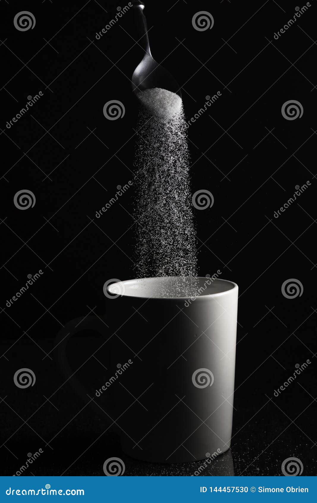 Sugar Pouring into White Cup Stock Photo - Image of sweet, sugar: 144457530