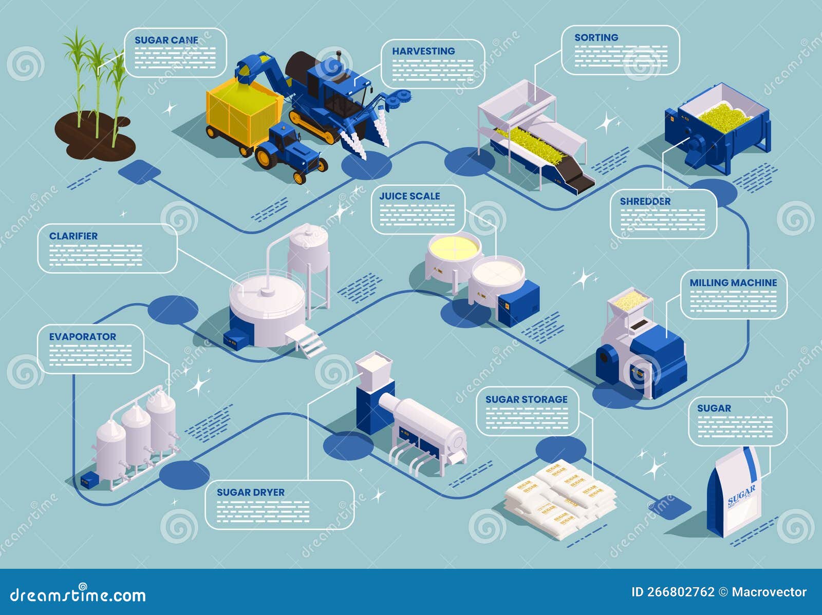 Sugar Production Isometric Flowchart Stock Vector - Illustration of ...