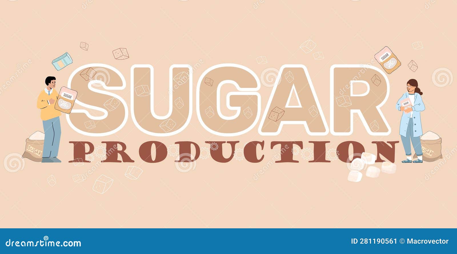 Sugar Production Text Composition Stock Vector - Illustration of ...