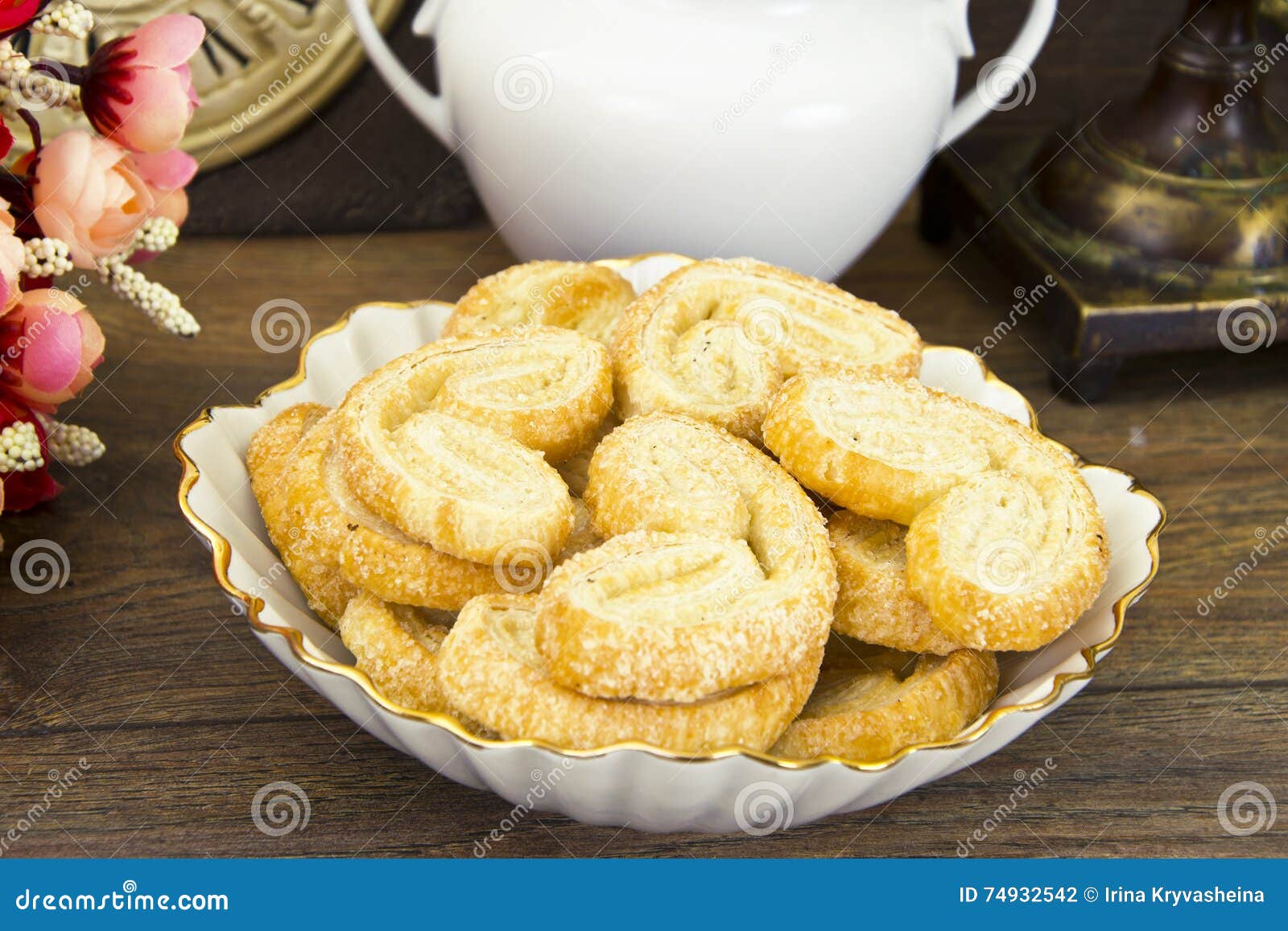 Sugar Puff Cookies on Plate Stock Photo - Image of gourmet, baked: 74932542