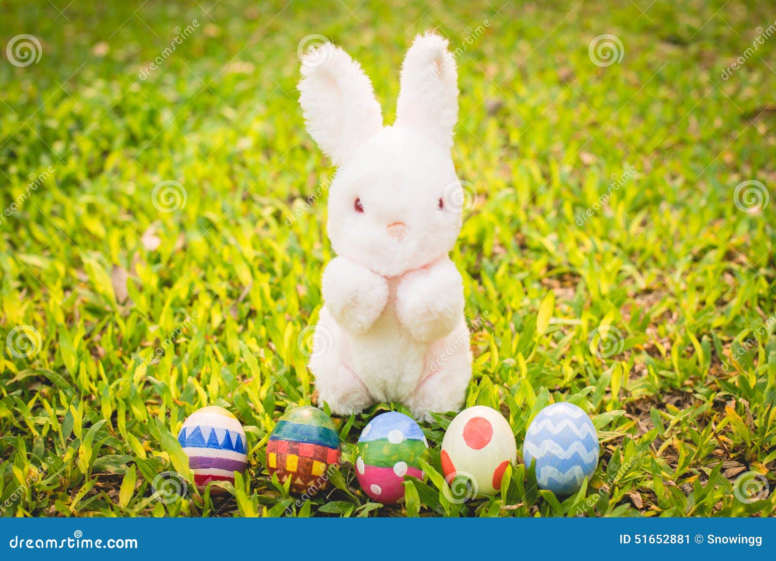 Sugar Rabbit and Easter Eggs on Meadow. Stock Image - Image of holiday ...