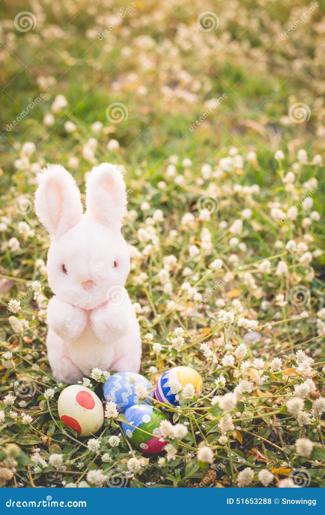 Sugar Rabbit and Easter Eggs on Meadow. Stock Photo - Image of colorful ...
