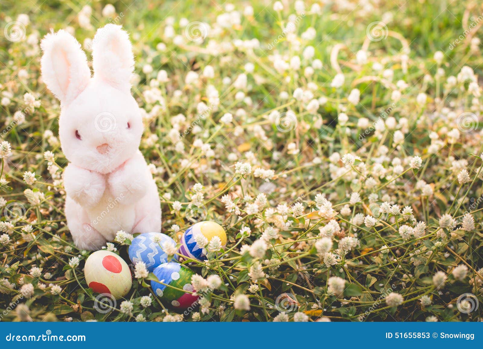 Sugar Rabbit and Easter Eggs on Meadow. Stock Image - Image of meadow ...
