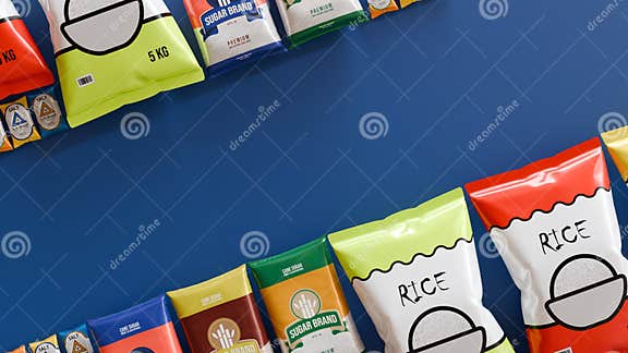 Sugar Rice Salt Packaging 3D Render Illustration Background Stock ...
