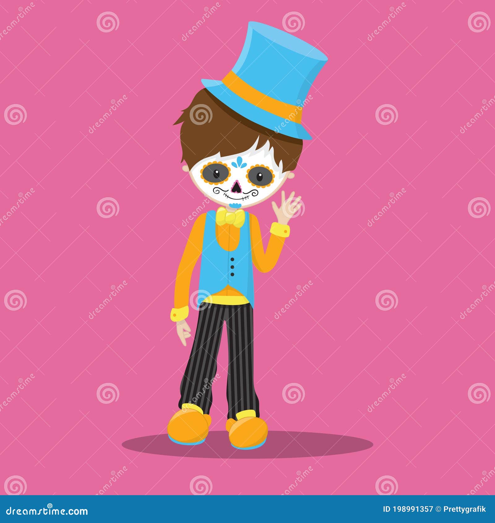 Sugar skull boy 02 stock vector. Illustration of vector - 198991357