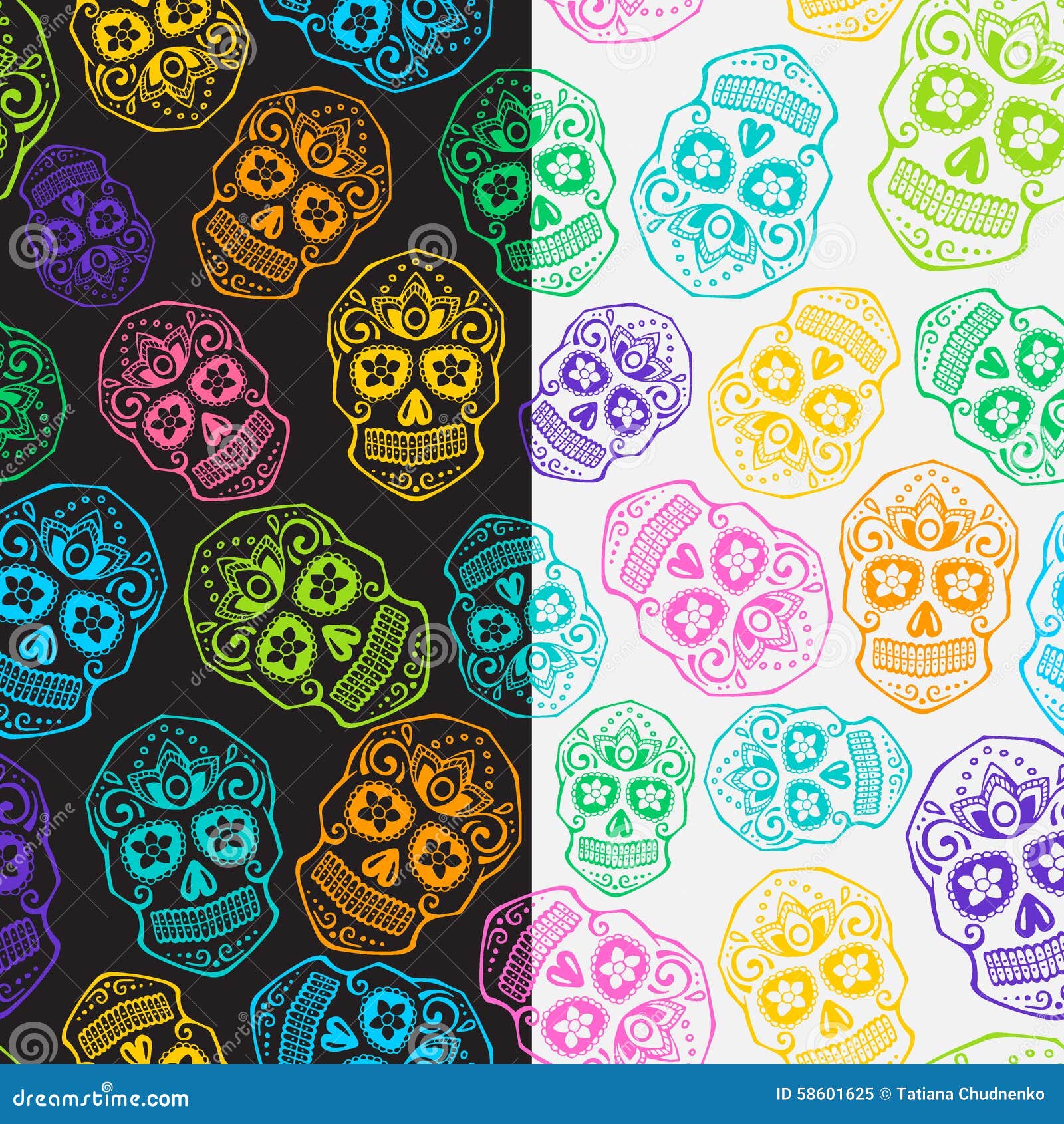 Sugar skull pattern set stock illustration. Illustration of mexico ...