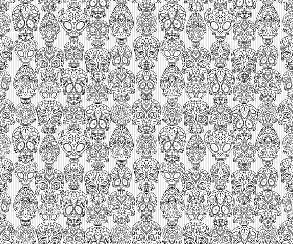 Sugar Skulls Seamless Pattern Stock Vector - Illustration of spooky ...