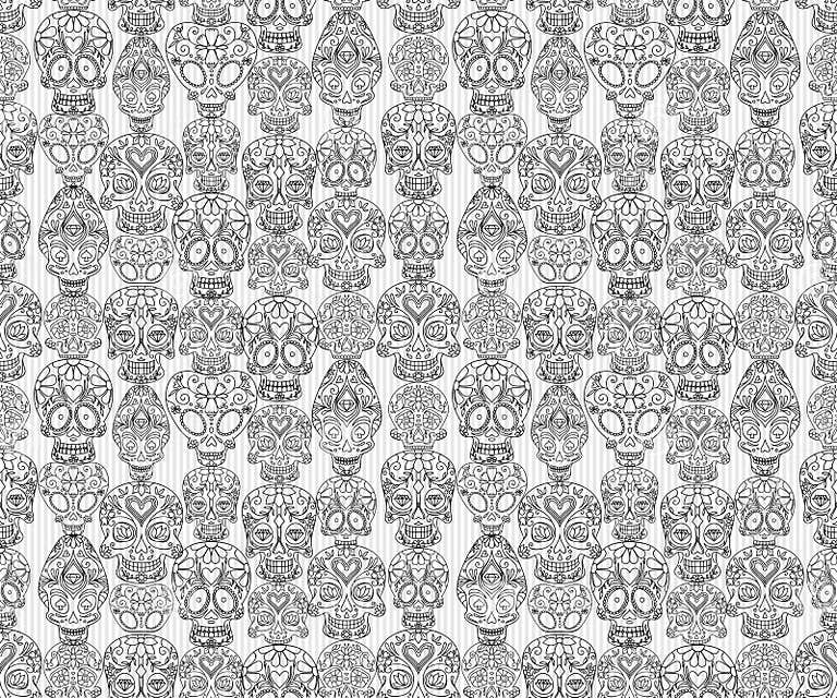 Sugar Skulls Seamless Pattern Stock Vector - Illustration of spooky ...