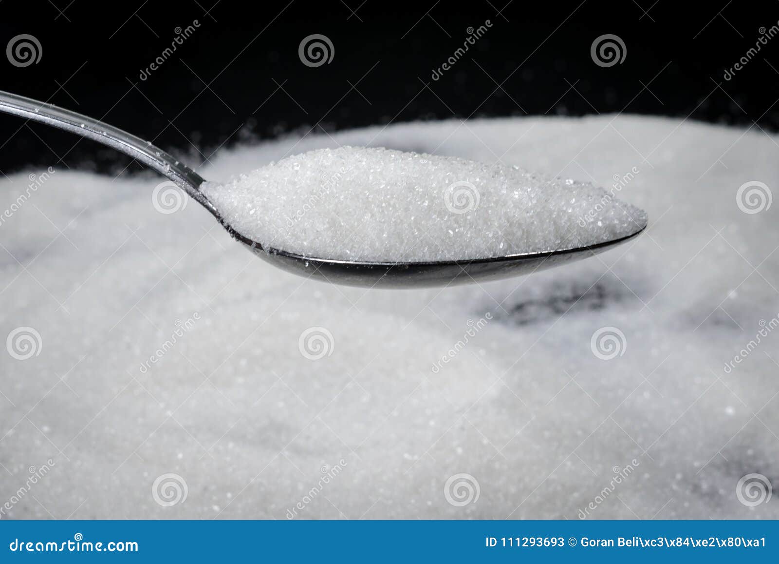 Sugar in a Spoon with Sugar Background Stock Image - Image of disease ...