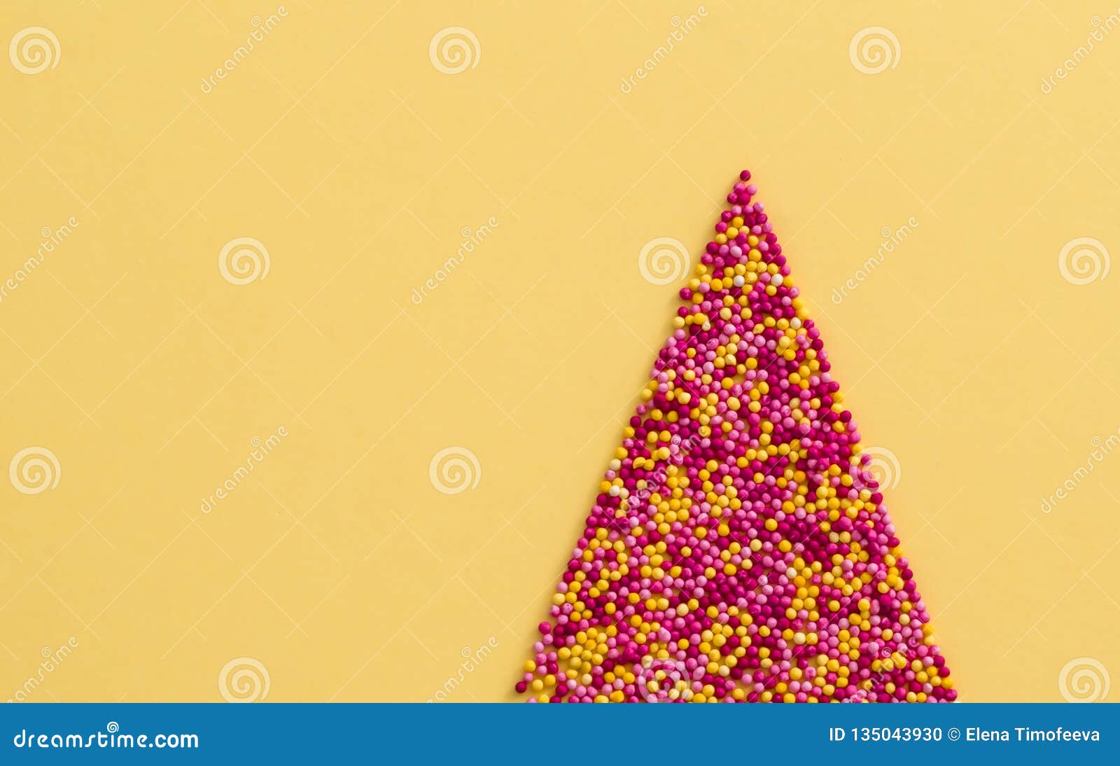 Sugar Sprinkle Dots in the Shape of a Christmas Tree on Yellow ...