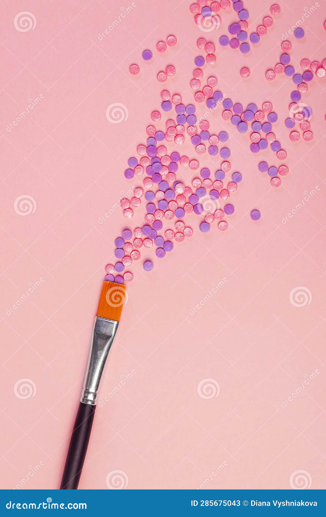 Sugar Sprinkles and Paint Brush on Pink Background, Creativity Concept ...
