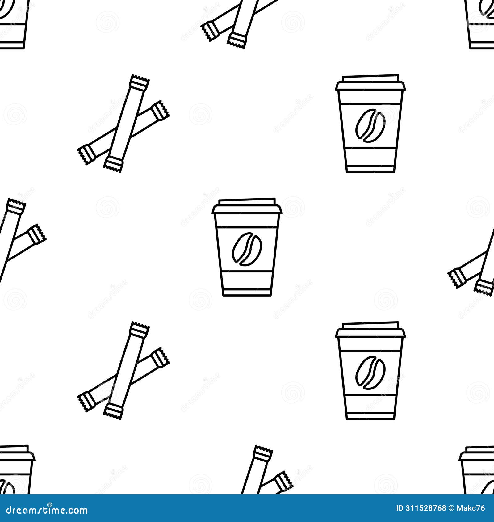 Sugar Stick Packets Icon, Seamless Pattern Isolated on White Background ...