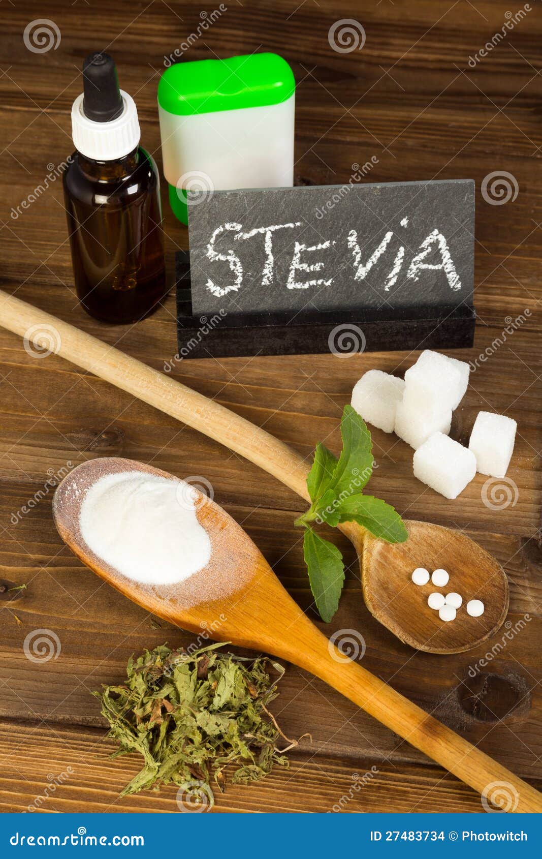 Sugar and sweetener stevia stock photo. Image of rebaudiana - 27483734