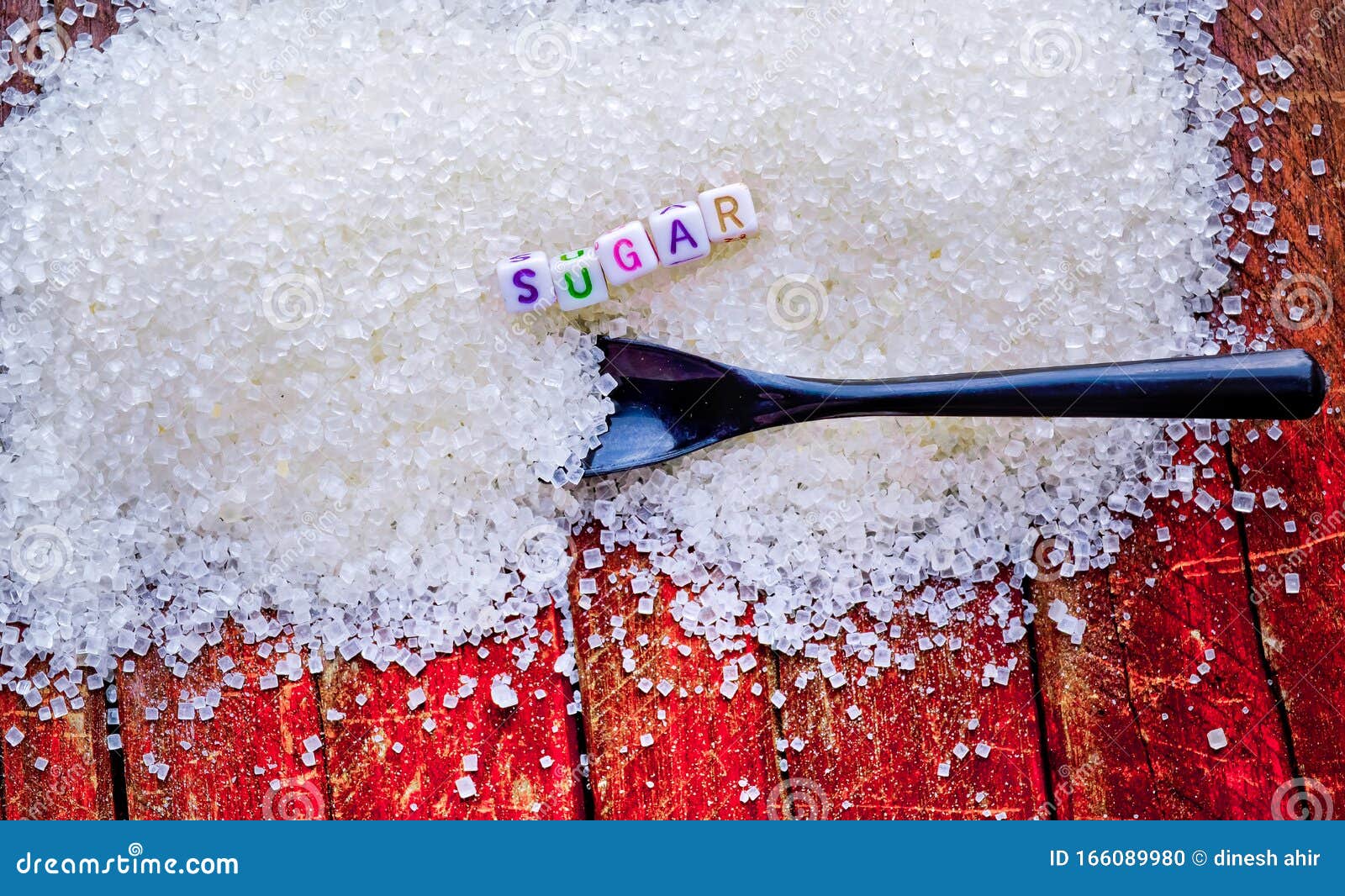 Sugar Text Letter,white Crystal,sugar Text Writing,wooden Table on ...
