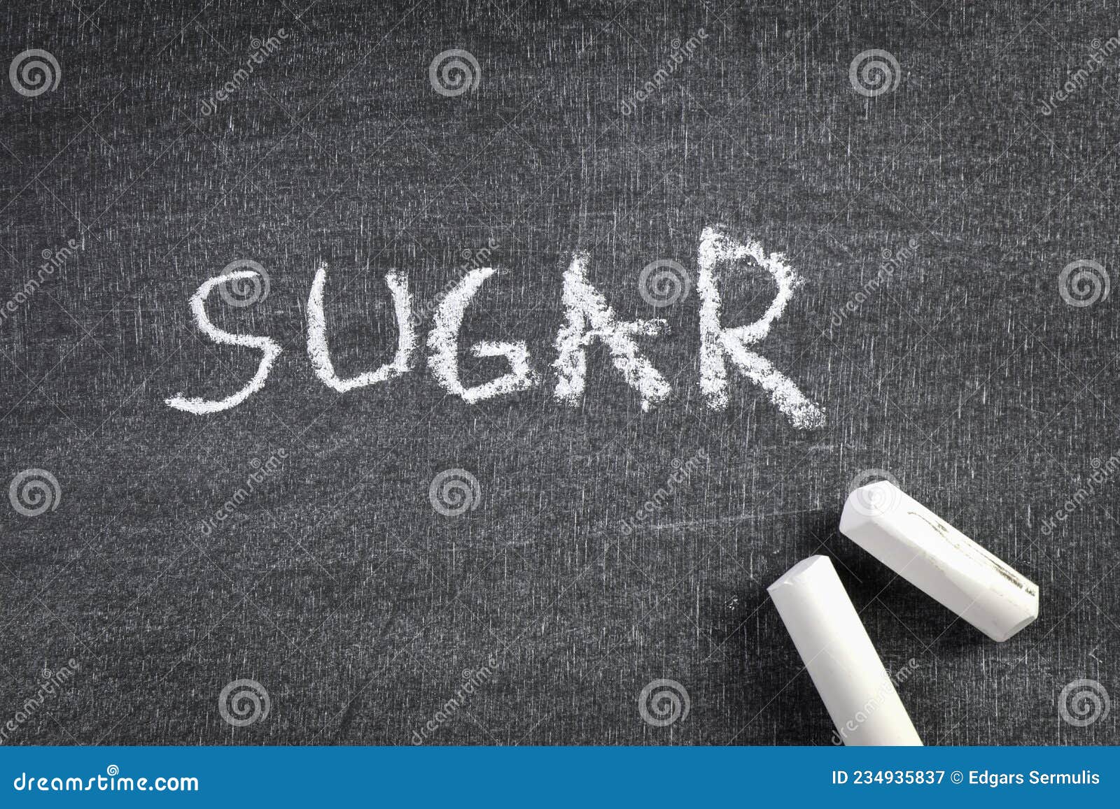 Sugar. Text Written in White Chalk on a Blackboard Stock Image - Image ...