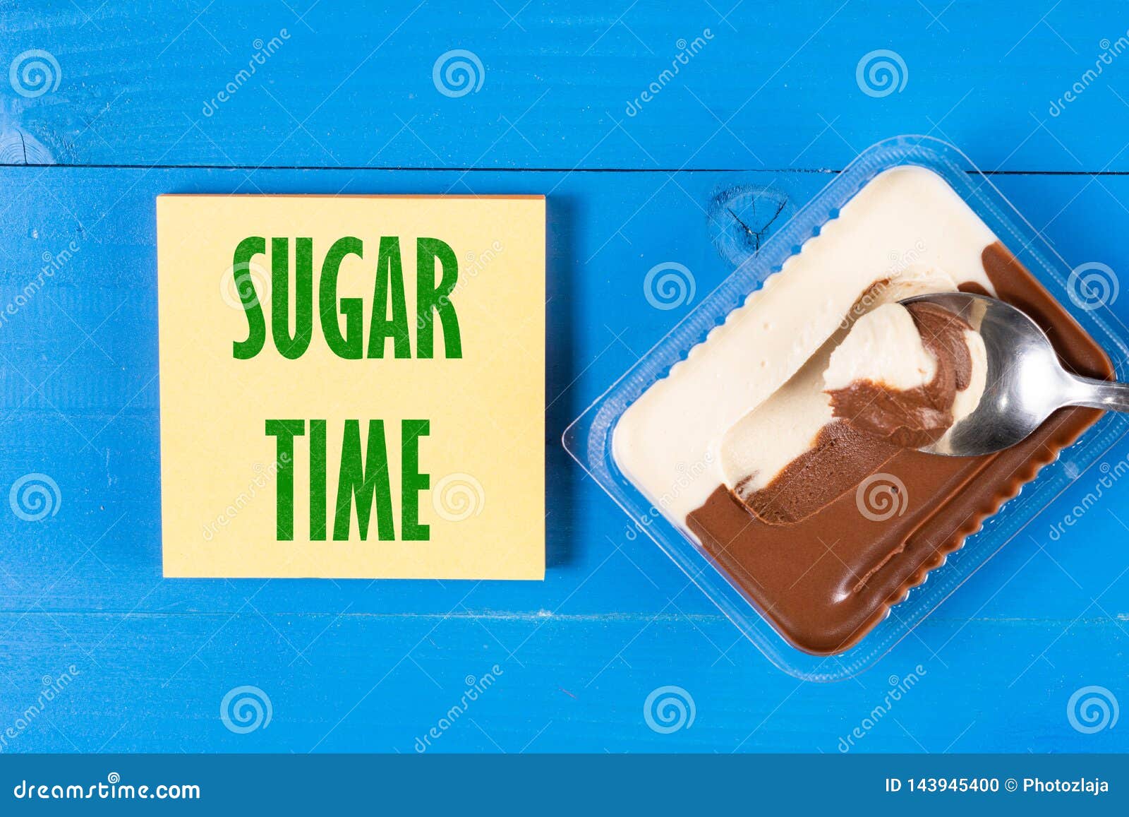 Sugar Time Text Concept with Chocolate Cream and Spoon Stock Photo ...