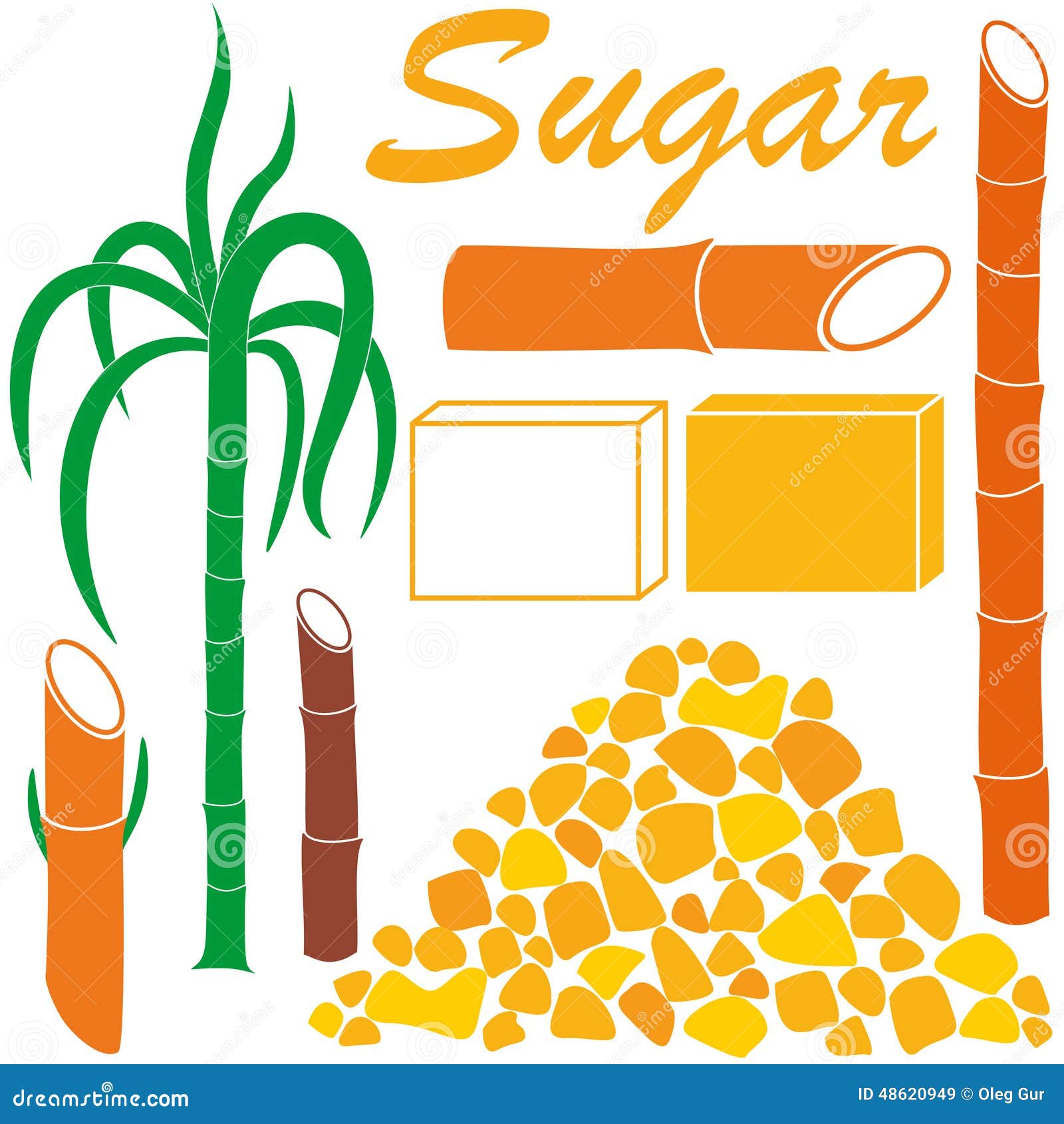Sugar stock vector. Illustration of plant, cube, green - 48620949