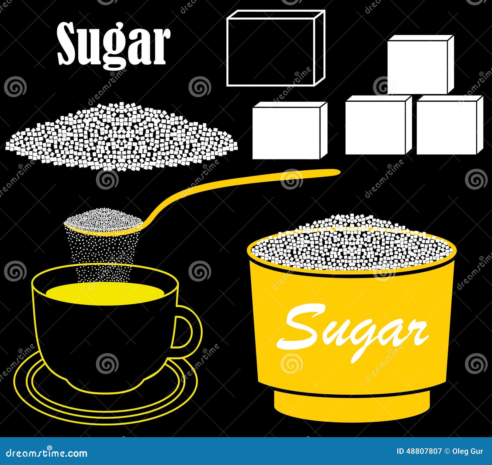 Sugar stock vector. Illustration of abstract, cube, teaspoon - 48807807