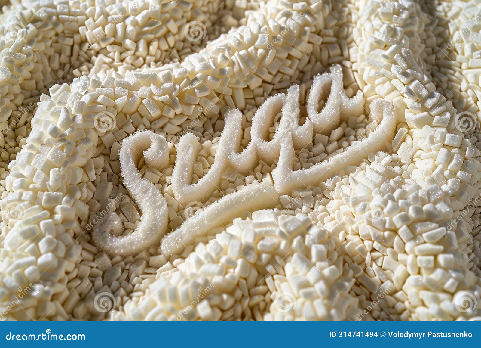 Sugar is a White Word Written on a Pile of White Sugar Stock Photo ...