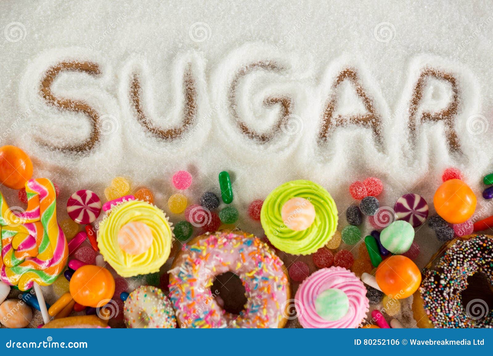 Sugar Written on Sugar Powder Stock Photo - Image of dessert, sprinkles ...
