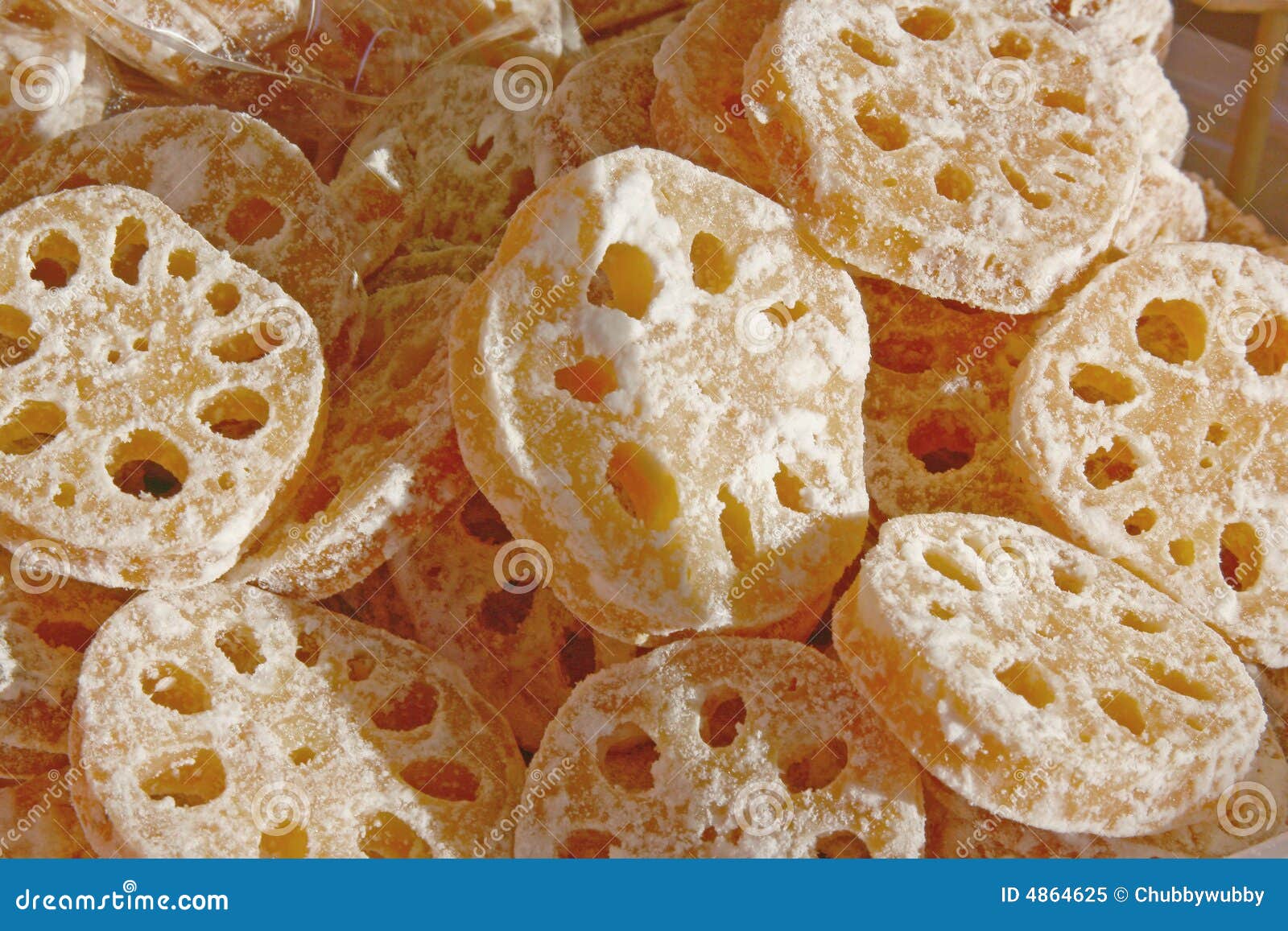 Sugared lotus root slices stock image. Image of roots - 4864625