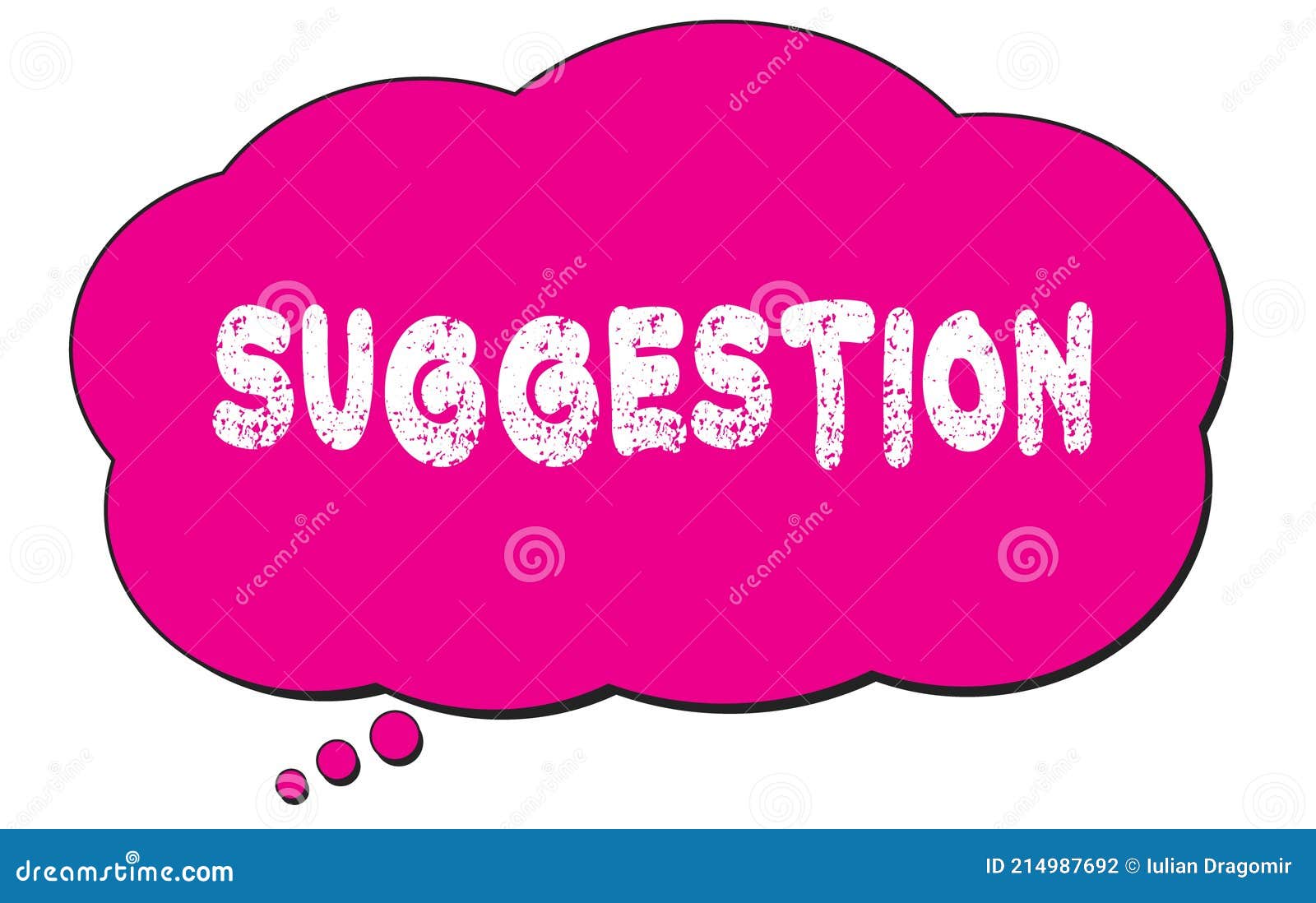 SUGGESTION Text Written on a Pink Thought Bubble Stock Illustration ...
