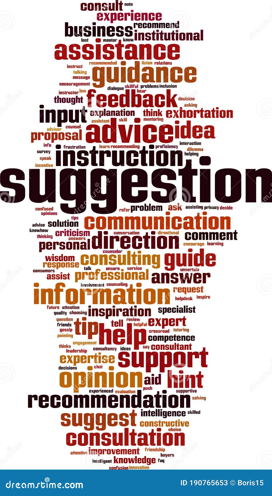 Suggestion word cloud stock vector. Illustration of exhortation - 190765653