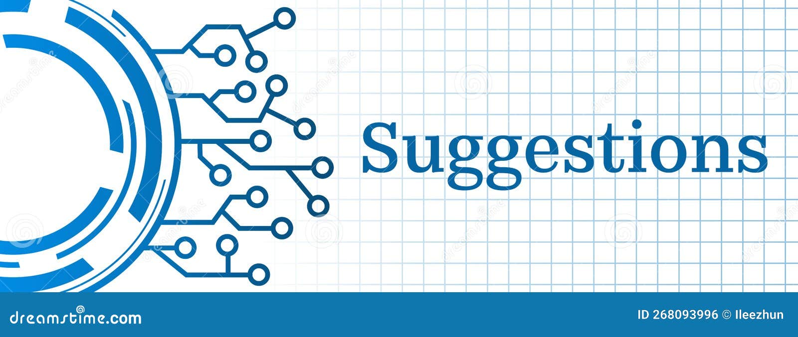 Suggestions Tech Circle Circuit Blue Horizontal Text Stock Illustration ...