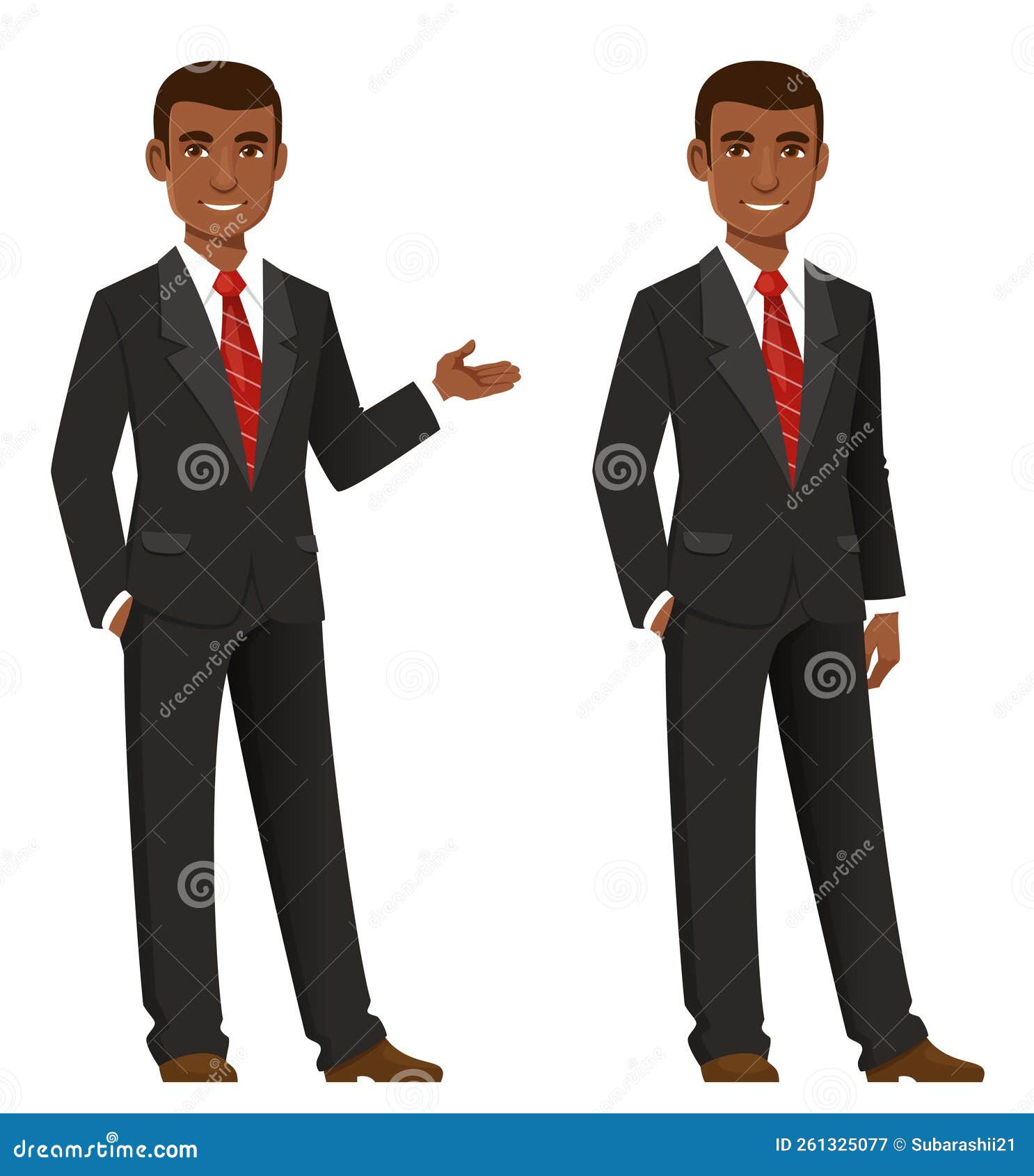 Young African American Man in Elegant Black Business Suit. Stock Vector ...