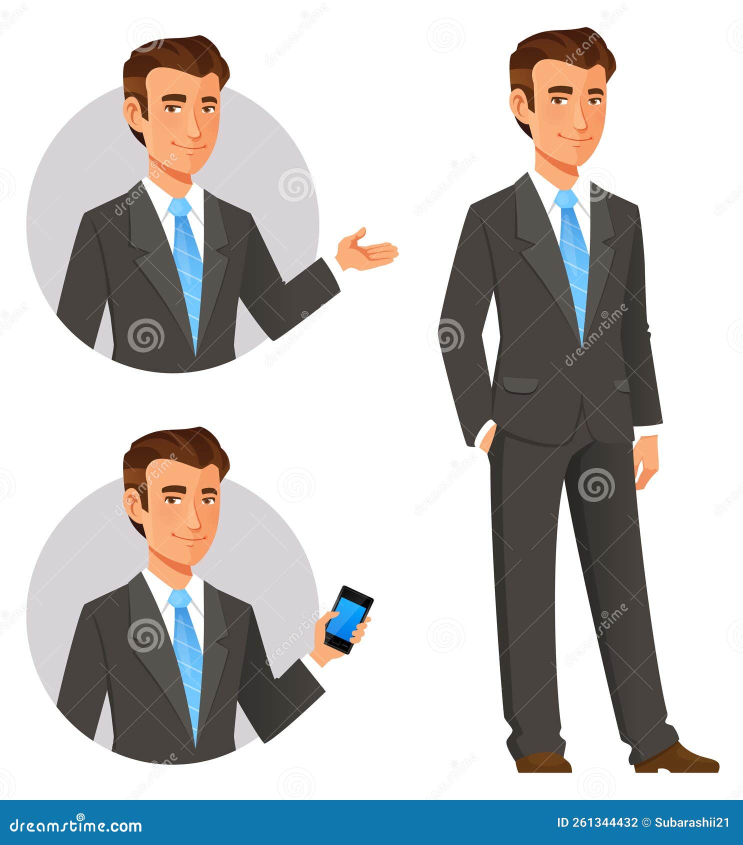 Handsome Young Man in Elegant Black Business Suit. Stock Vector ...