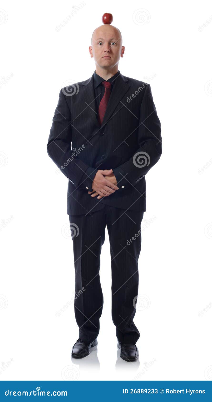 Suit apple on head stock image. Image of amicable, male - 26889233