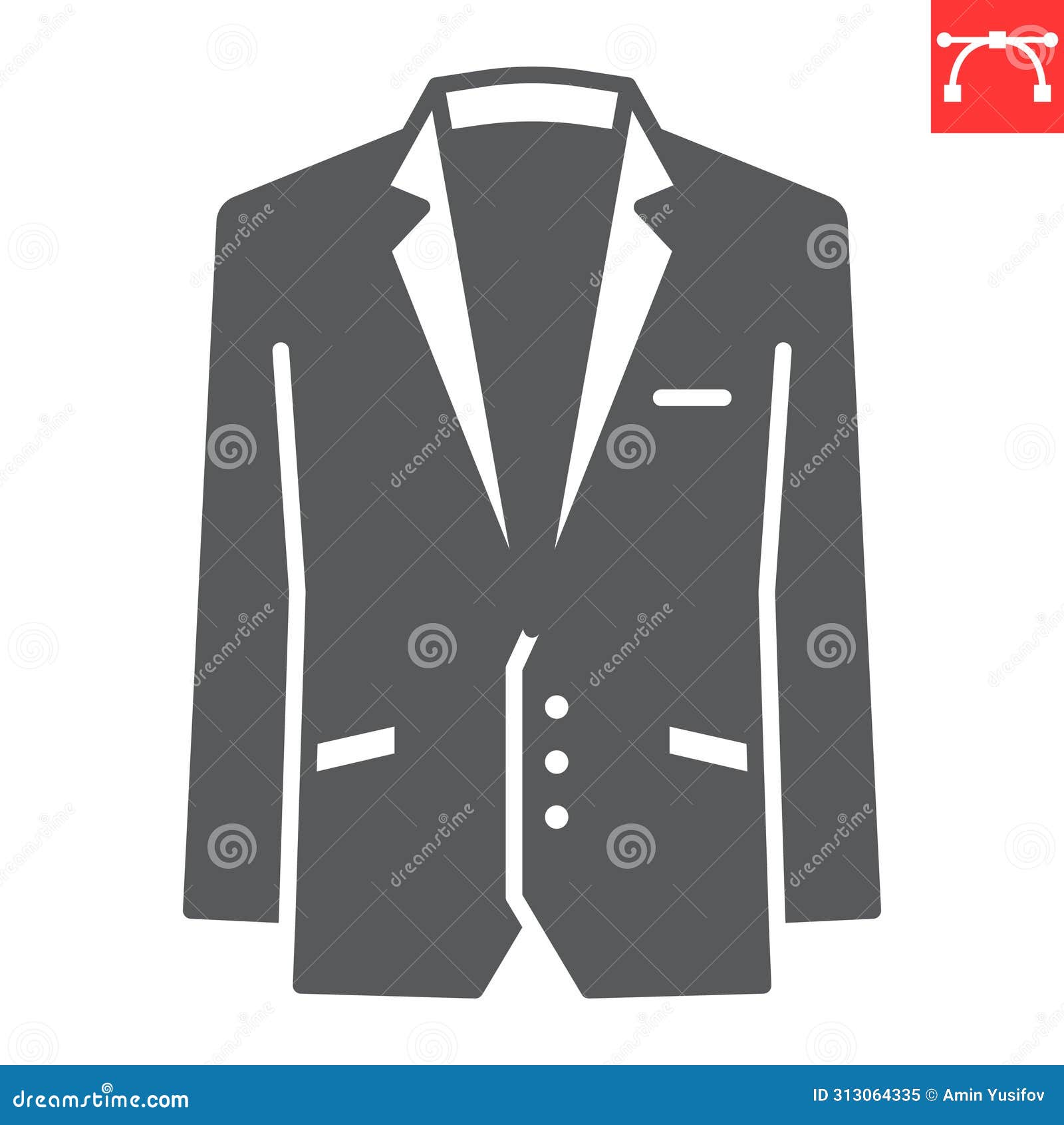 Suit jacket glyph icon stock vector. Illustration of classic - 313064335