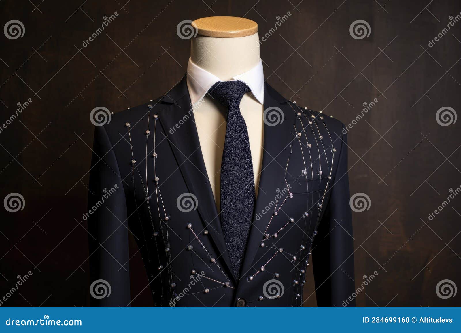Suit Jacket on Mannequin with Pins and Adjustments Stock Illustration ...