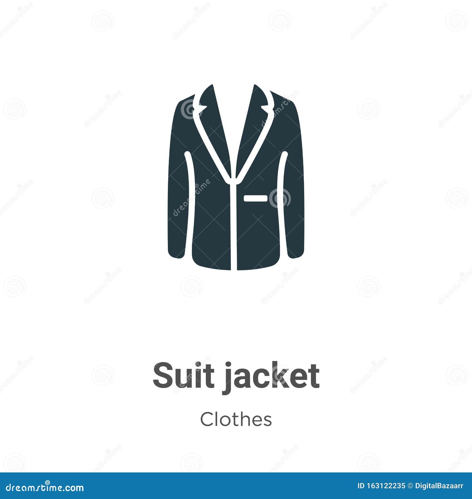 Suit Jacket Vector Icon on White Background. Flat Vector Suit Jacket ...