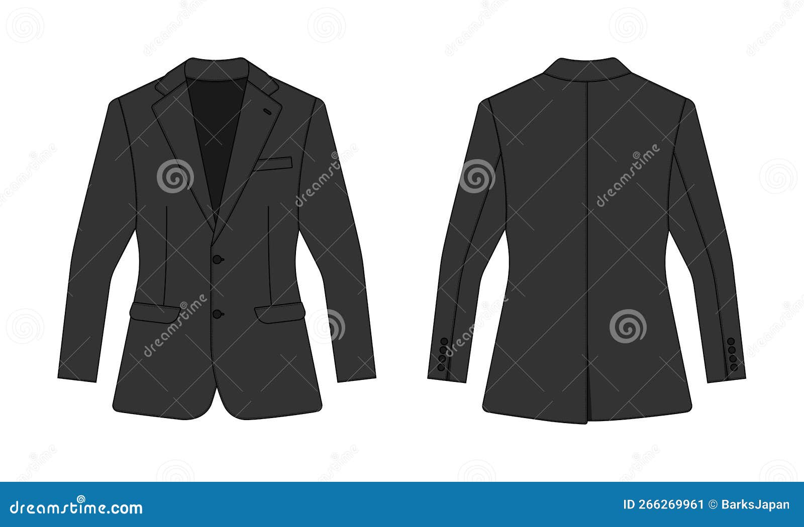 Suit Jacket Vector Template Illustration | Black Stock Vector ...