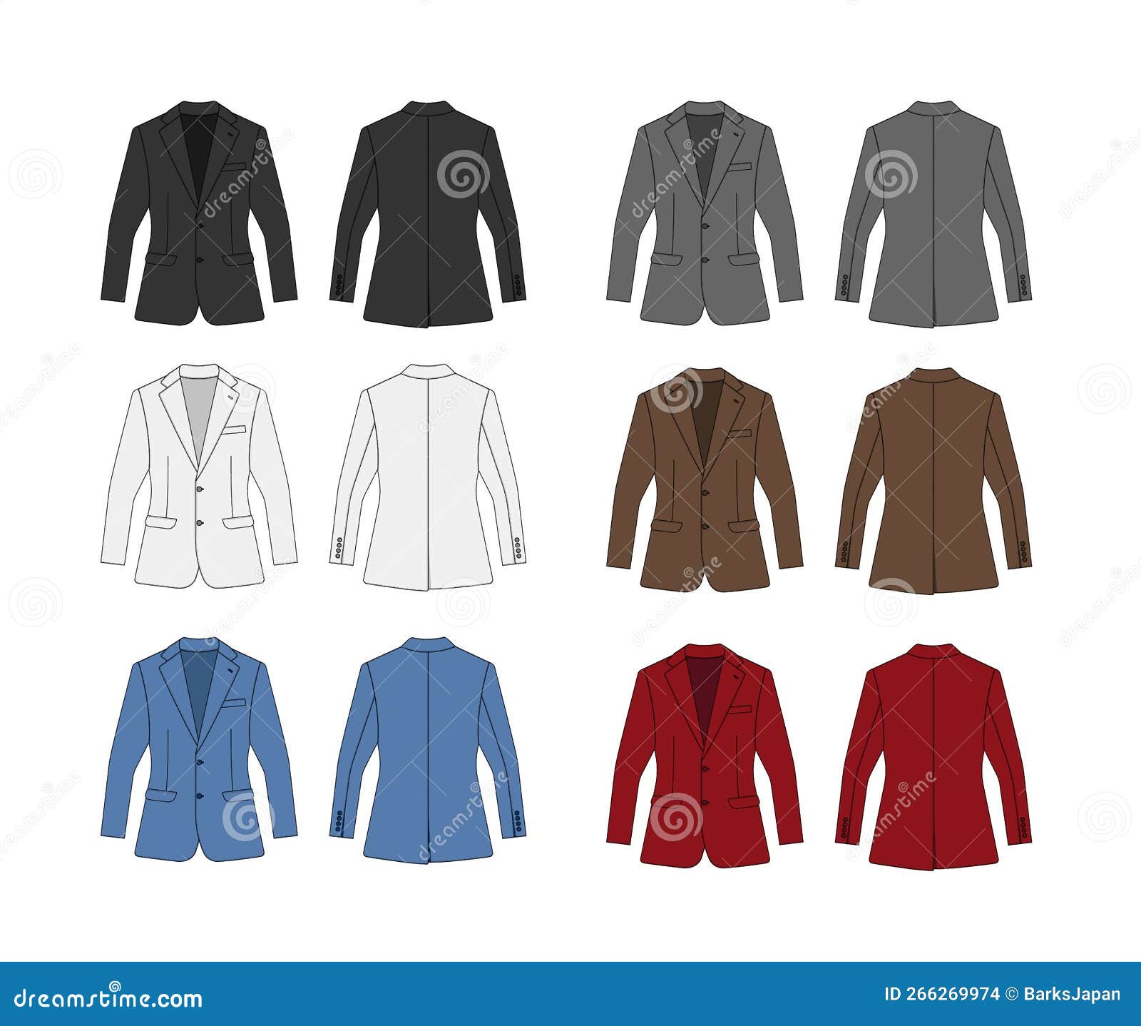 Suit Jacket Vector Template Illustration Set Stock Vector ...