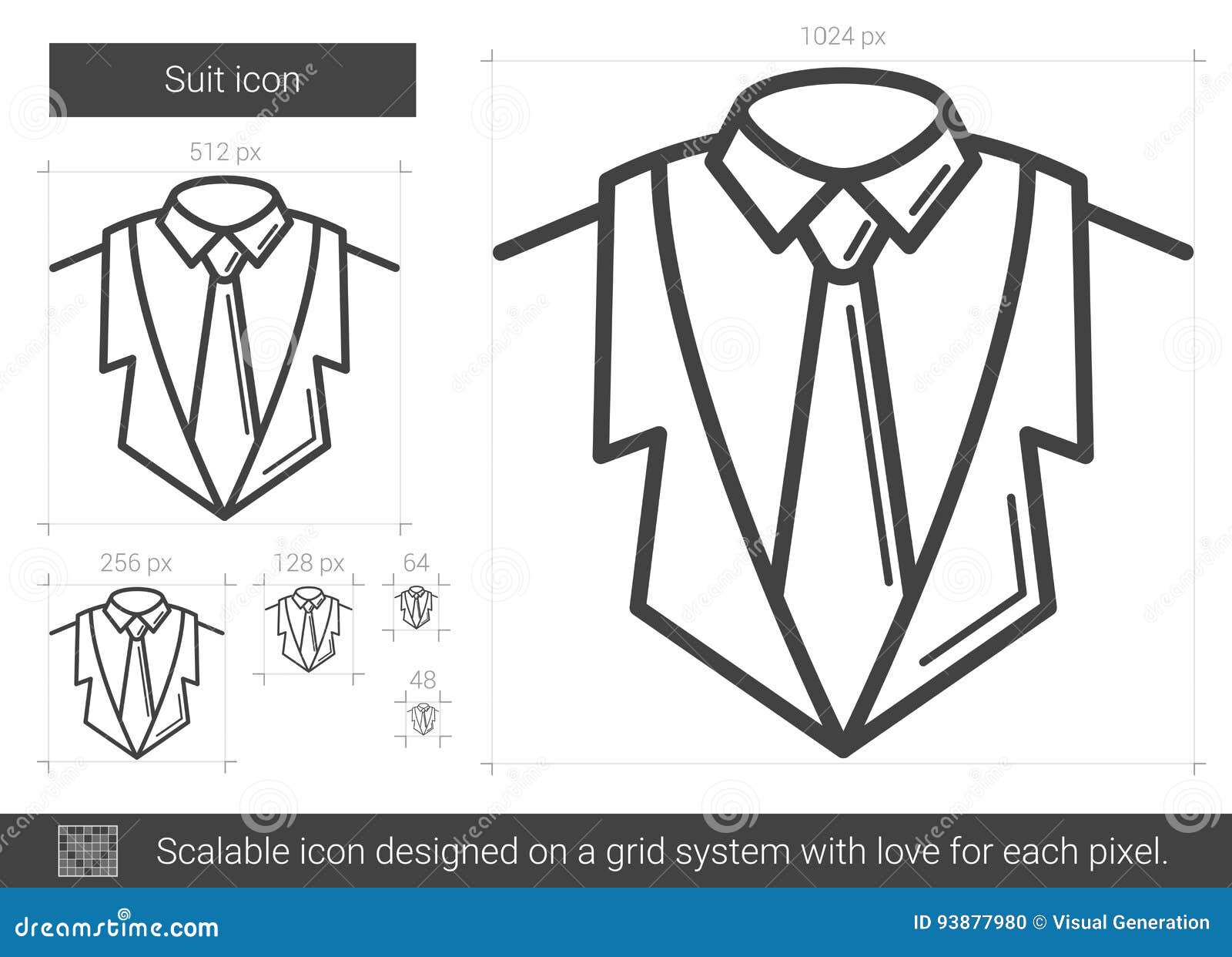 Suit line icon. stock vector. Illustration of graphic - 93877980
